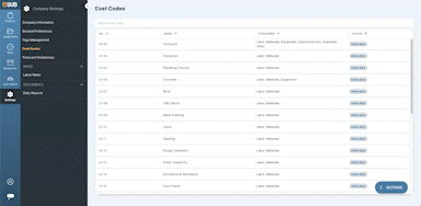 Cost Codes Setup – eSUB Cloud 2.0